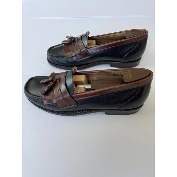 Shoes | Mens Borelli Black Brown Leather 2 Tone Loafer Casual Dress ...